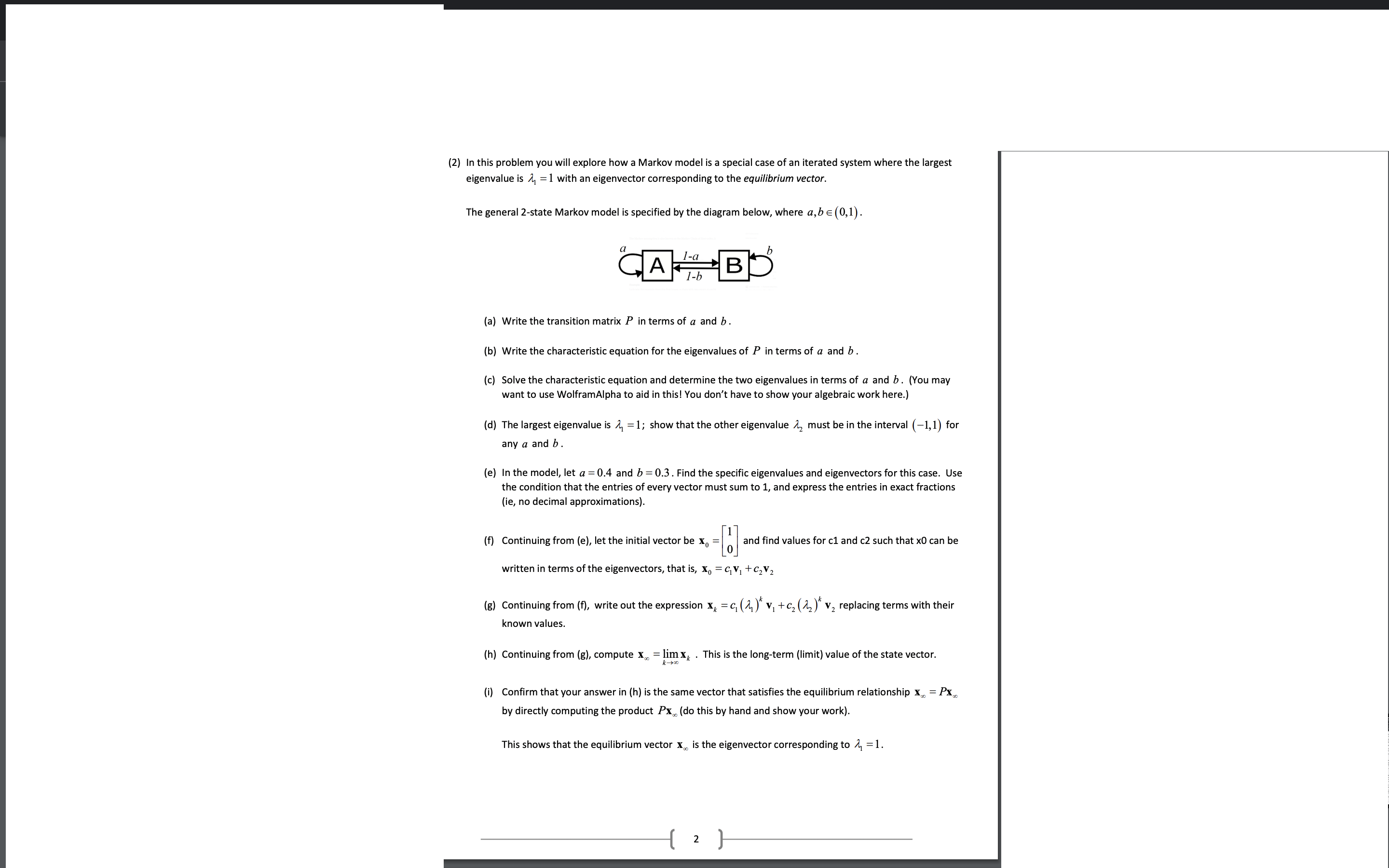 Solved 2 In This Problem You Will Explore How A Markov 