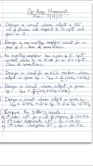 Solved Design A Circuit Whose Output Is 180 Degree Out Of 