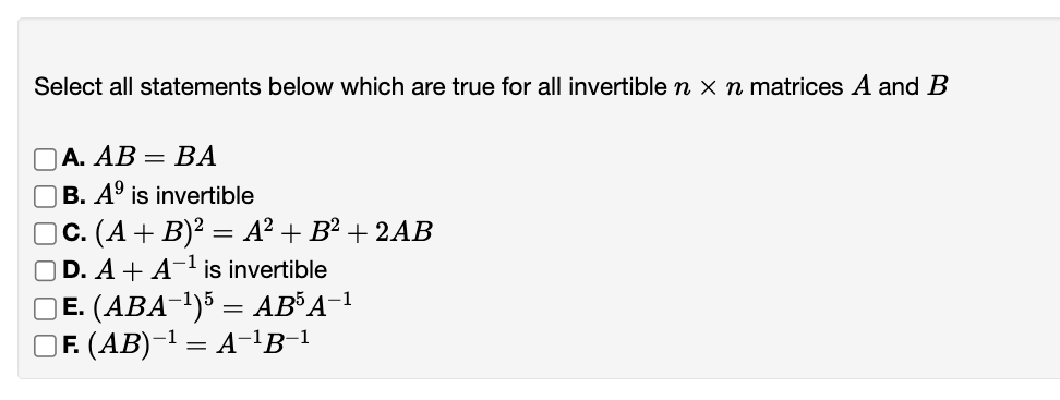 Solved Select all statements below which are true for all | Chegg.com