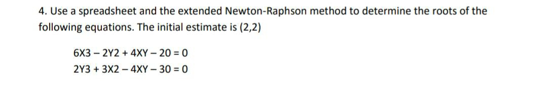4. Use a spreadsheet and the extended Newton-Raphson | Chegg.com