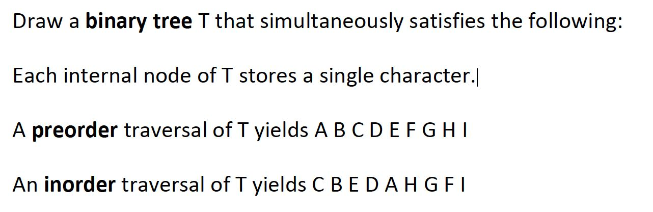 Solved Draw A Binary Tree T That Simultaneously Satisfies