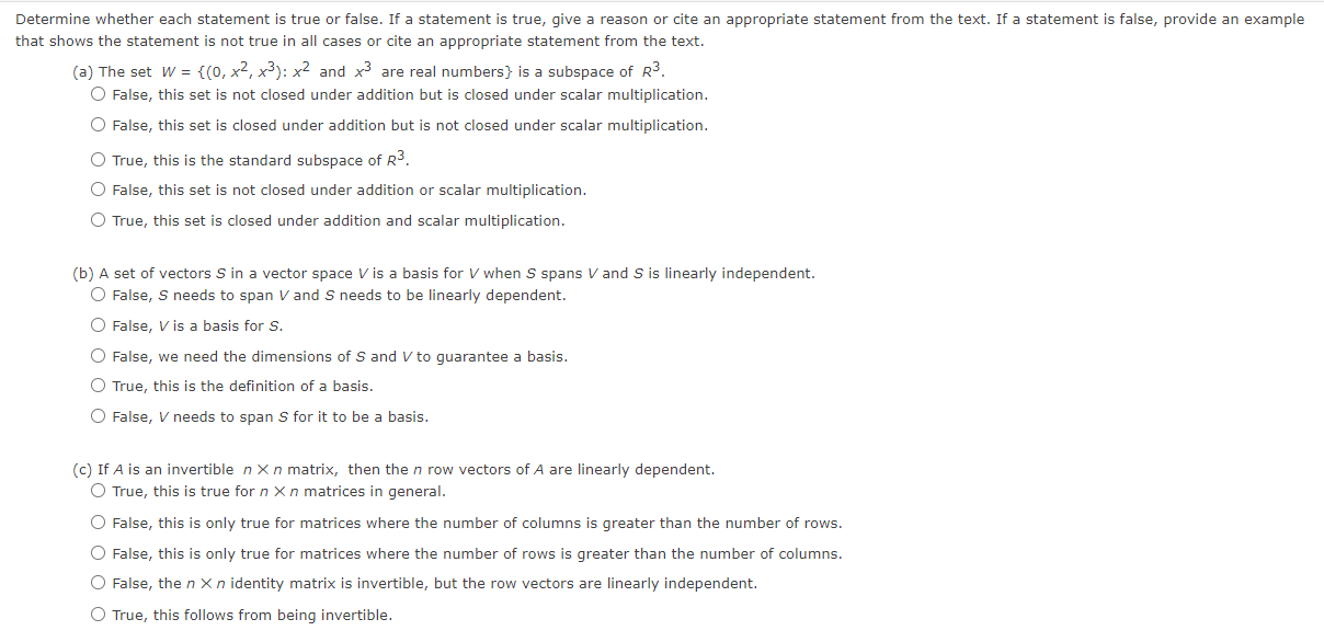 Solved Determine whether each statement is true or false. If | Chegg.com