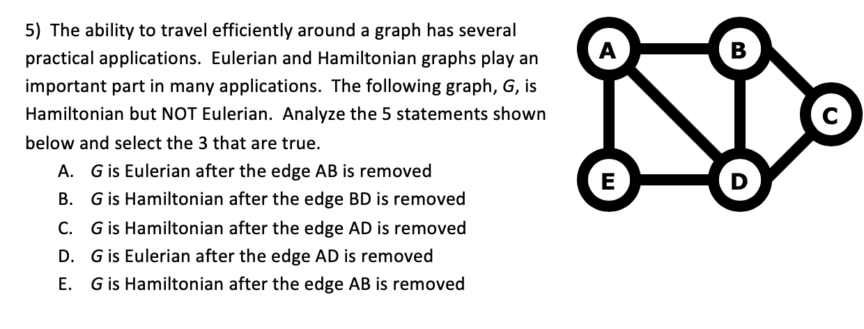 Solved 5) The ability to travel efficiently around a graph | Chegg.com