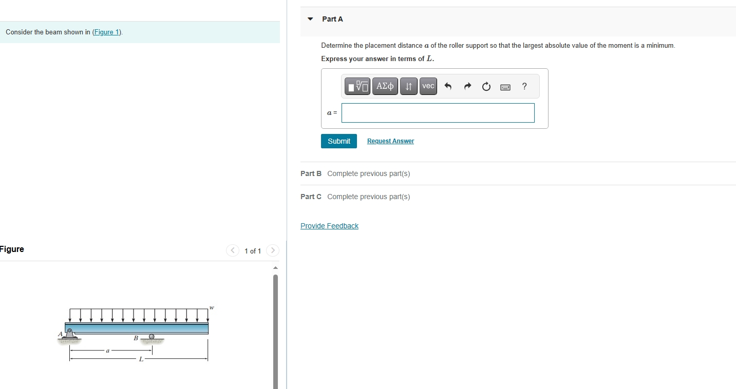 Solved Part A Consider the beam shown in (Figure 1). \[ | Chegg.com