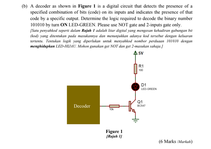 Solved (b) A decoder as shown in Figure 1 is a digital | Chegg.com