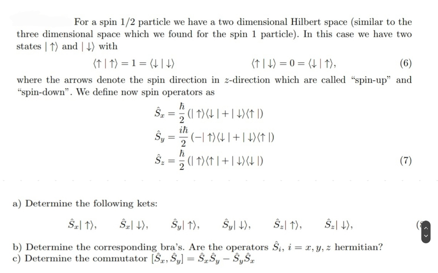 Solved For a spin 1/2 particle we have a two dimensional | Chegg.com