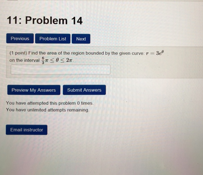 Solved 11: Problem 14 PreviouS Problem List Next (1 point) | Chegg.com