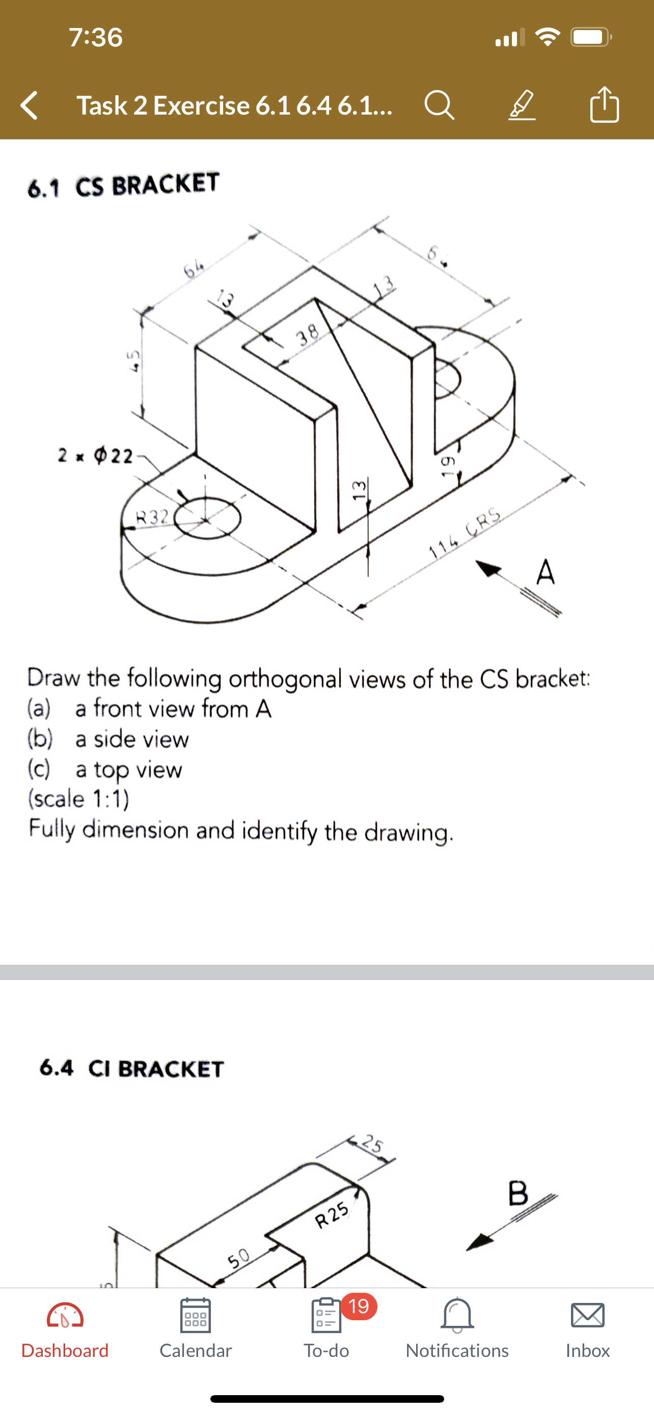 Solved Draw the following orthogonal views of the CS | Chegg.com