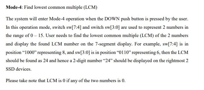Solved Mode-4: Find lowest common multiple (LCM) The system | Chegg.com