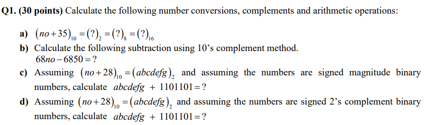 Solved Q1. (30 points) Calculate the following number | Chegg.com