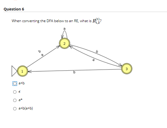 Solved When converting the DFA below to an RE, what is ? | Chegg.com