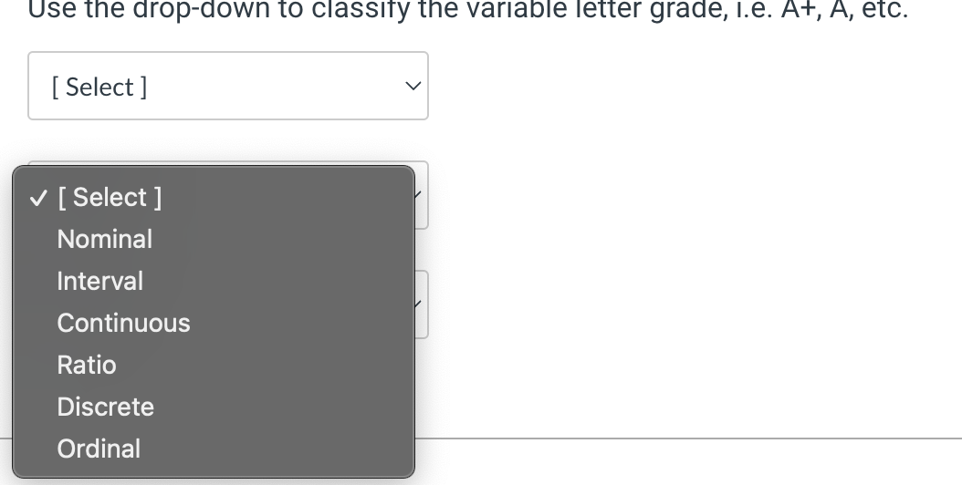 Solved Use the drop-down to classify the variable letter | Chegg.com