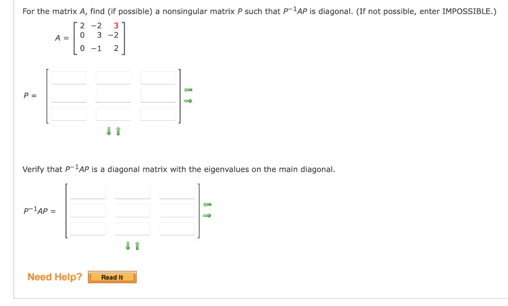 Solved For the matrix A, find (if possible) a nonsingular | Chegg.com