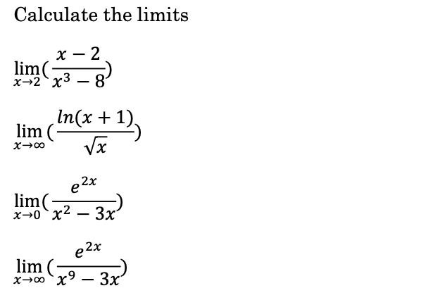Solved Calculate the limits | Chegg.com