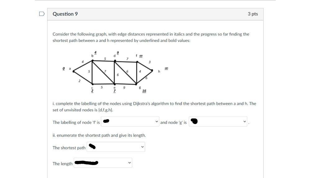 Solved D Question 9 3 pts Consider the following graph, with | Chegg.com