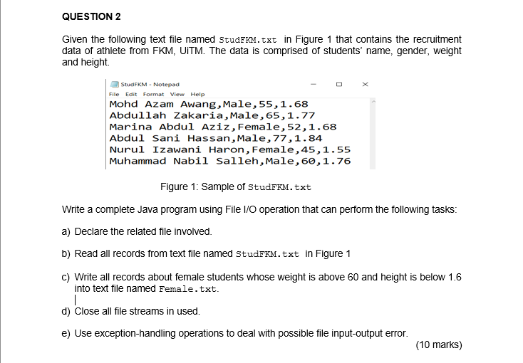 Solved Question 2 Given The Following Text File Named S 2248