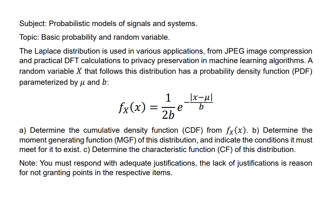 Solved Subject: Probabilistic models of signals and | Chegg.com