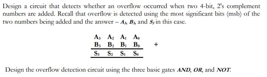 Solved Design A Circuit That Detects Whether An Overflow 5520