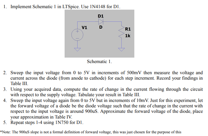 Solved 1. Implement Schematic 1 in LTSpice. Use 1N4148 for | Chegg.com