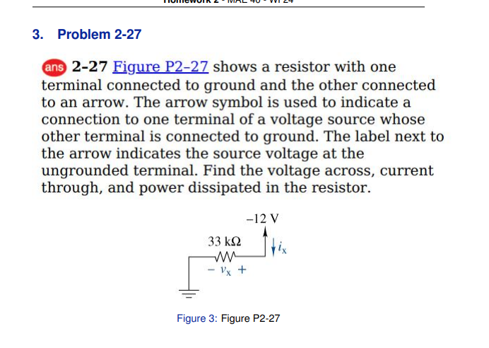Solved Problem 2-27ans 2-27 ﻿Figure P2-27 ﻿shows a resistor | Chegg.com