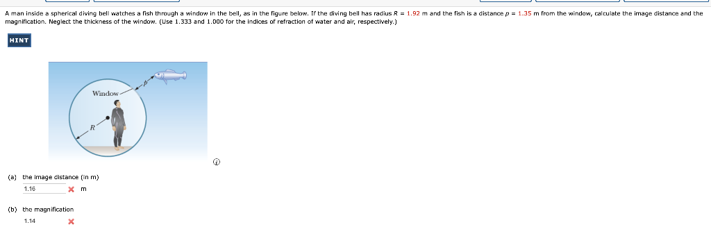 Solved Aman inside a spherical diving bell watches a fish | Chegg.com