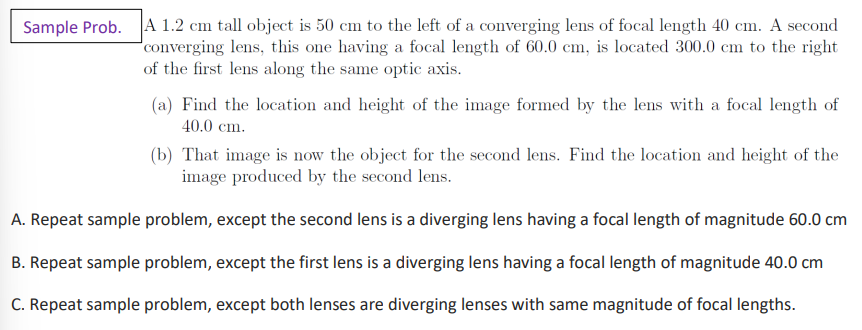 Solved A 1.2 cm tall object is 50 cm to the left of a | Chegg.com