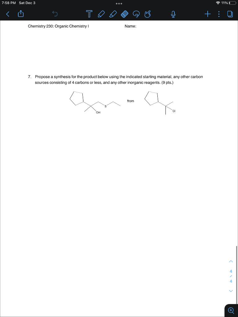 Solved Chemistry 230: Organic Chemistry I Name: 7. Propose a | Chegg.com