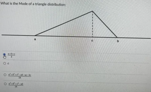 Solved What is the Mode of a triangle distribution: 3a+b+c | Chegg.com
