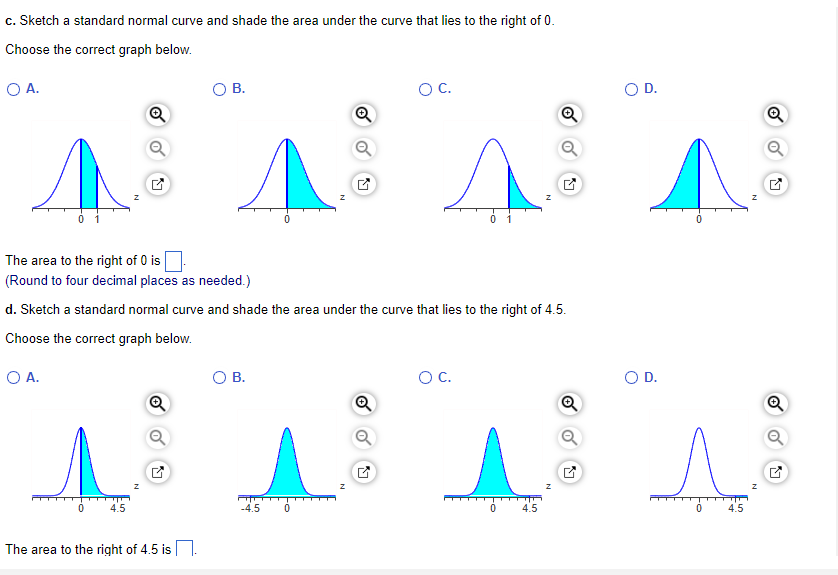 Solved c. Sketch a standard normal curve and shade the area | Chegg.com