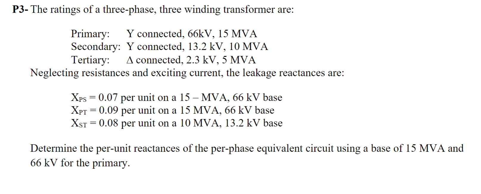 Solved P3- The ratings of a three-phase, three winding | Chegg.com