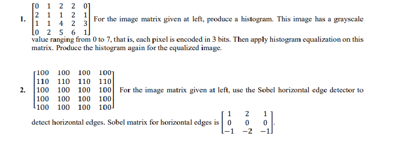 Solved 1 2 1. 2 0] 2 1 1 2 1 i i 4 2 3 For the image matrix | Chegg.com