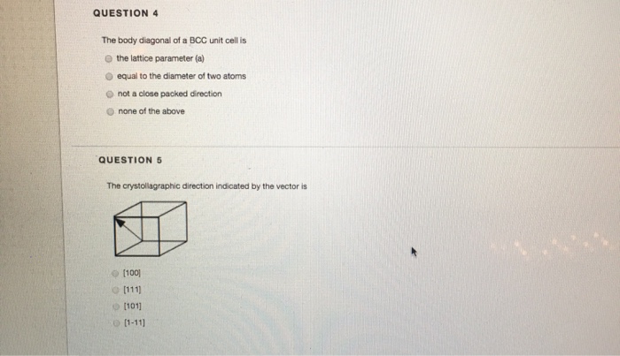 Solved The body diagonal of a BCC unit cell is the lattice | Chegg.com