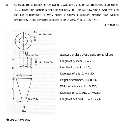 Solved (b) Calculate the efficiency of removal of a 2.50 um | Chegg.com