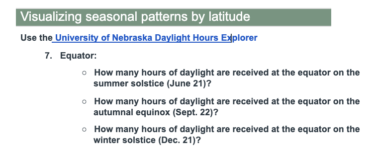 Solved Visualizing seasonal patterns by latitude Use the | Chegg.com