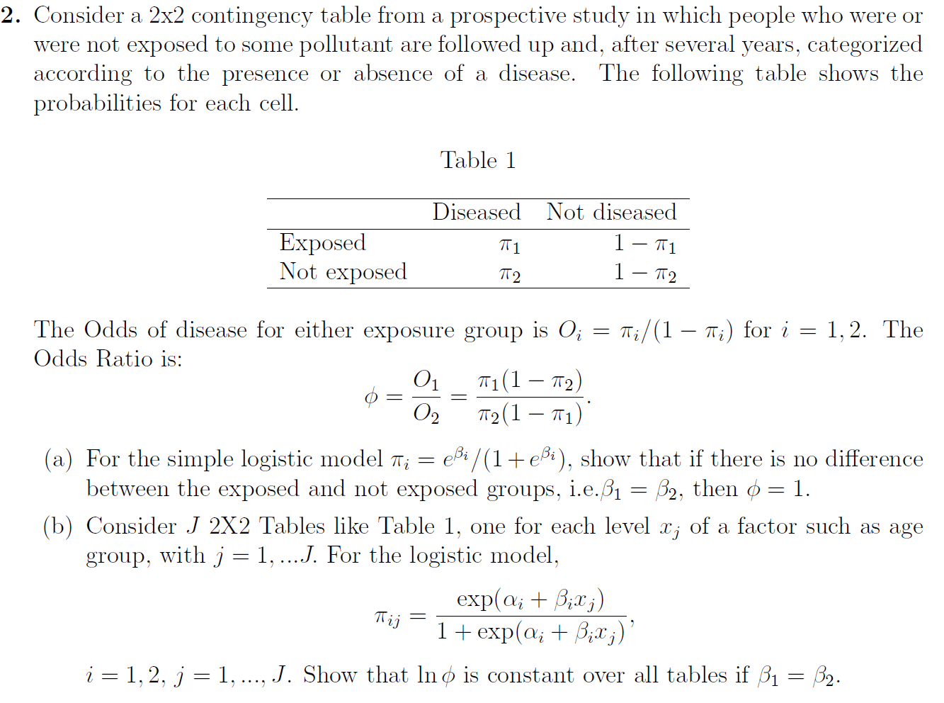 2. Consider a 2x2 contingency table from a | Chegg.com