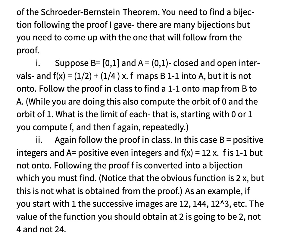 Solved of the Schroeder-Bernstein Theorem. You need to find | Chegg.com