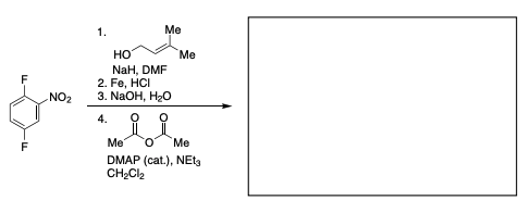 Solved 1. Me HO Me NaH, DMF 2. Fe, HCI 3. NaOH, H2O NO2 4. i | Chegg.com