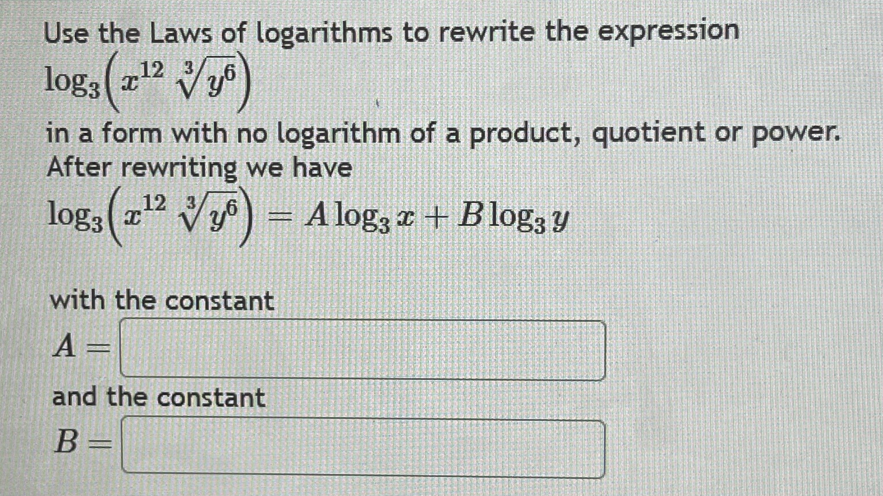 Solved Use the Laws of logarithms to rewrite the expression | Chegg.com
