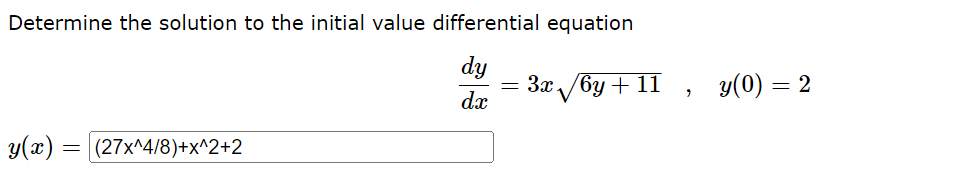 Solved Determine the solution to the initial value | Chegg.com