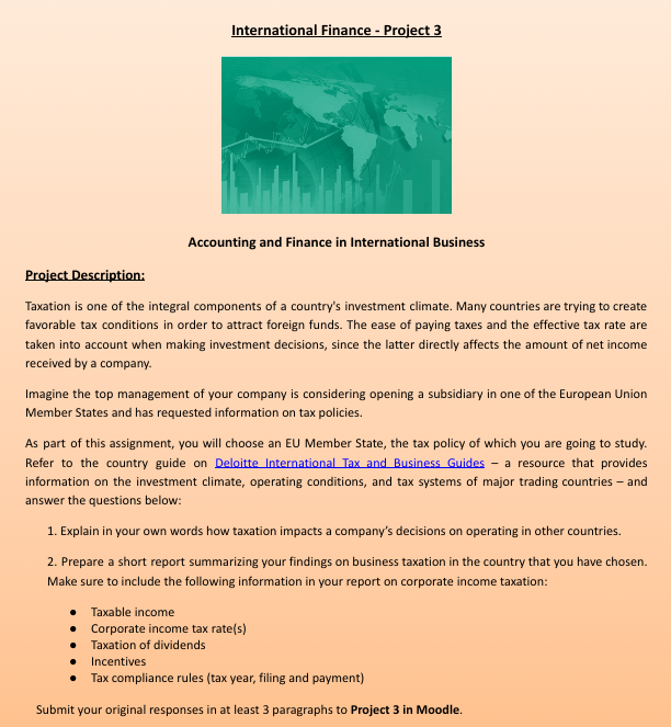 Solved International Finance - Project 3 Accounting and | Chegg.com