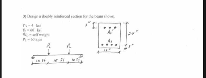 Solved 3) Design a doubly reinforced section for the beam | Chegg.com