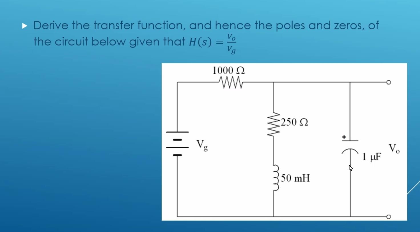 Solved Derive the transfer function, and hence the poles and | Chegg.com