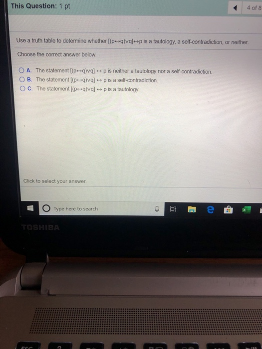 Solved This Question: 1 pt 4 of 8 Use a truth table to | Chegg.com