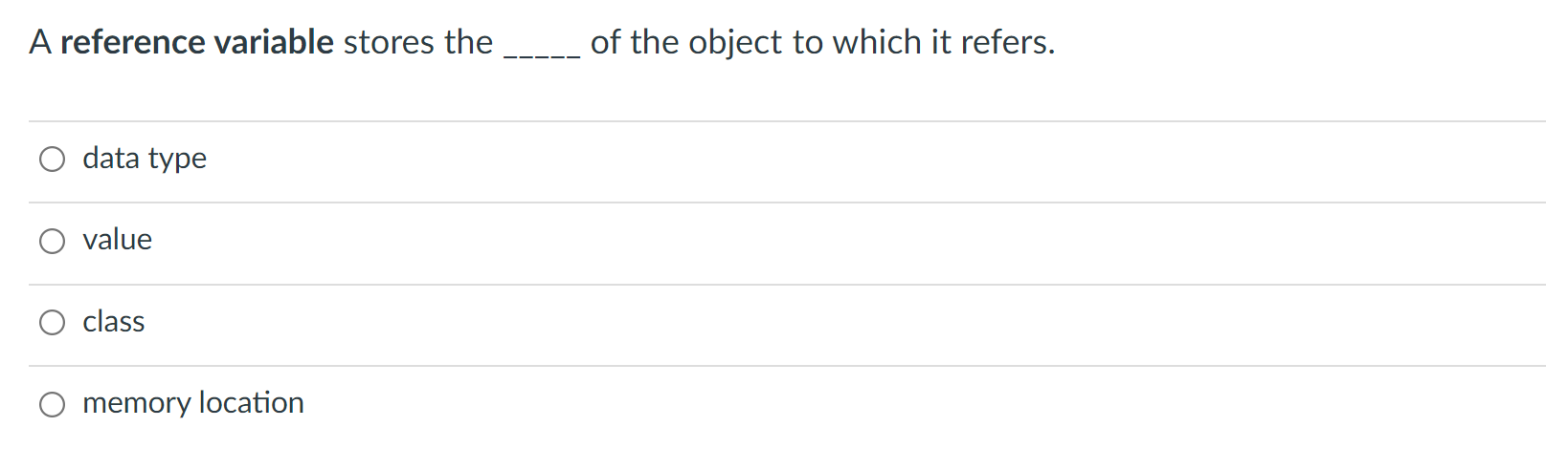 Solved A reference variable stores the O data type value | Chegg.com