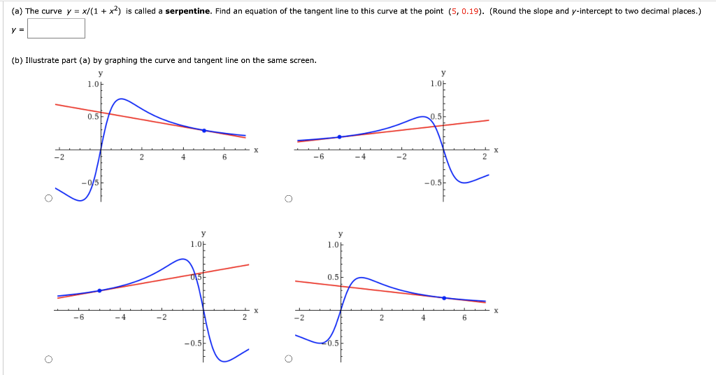 Solved (a) The curve y = x/(1 + x2) is called a serpentine. | Chegg.com