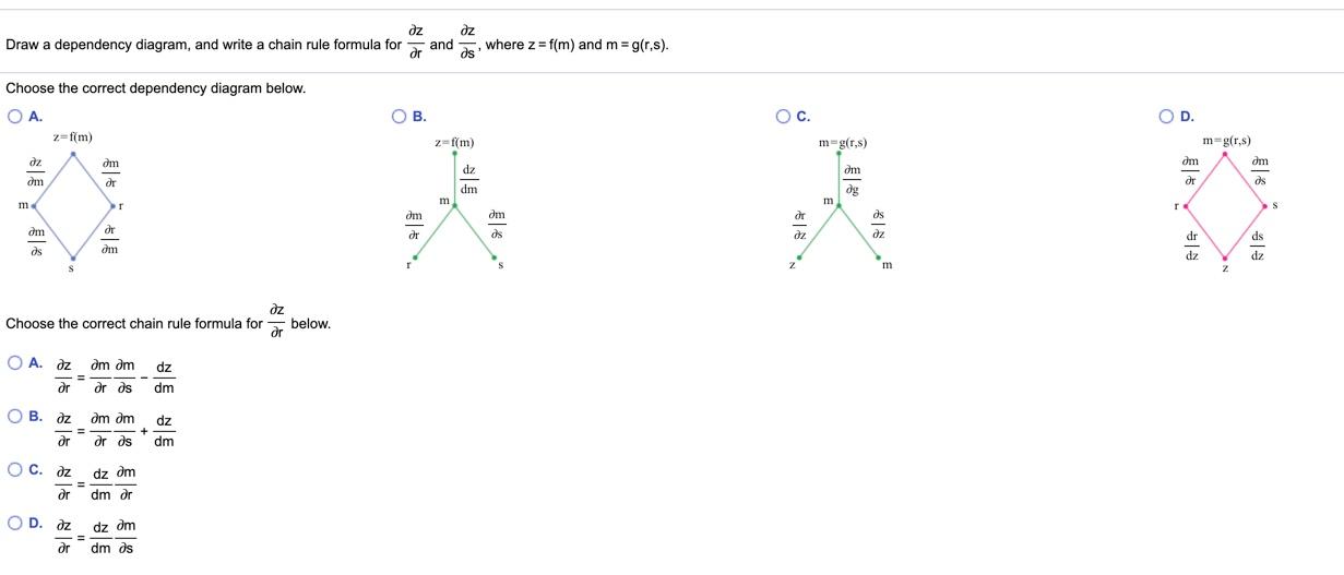 Solved dz dz Draw a dependency diagram, and write a chain | Chegg.com