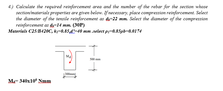 Solved 4.) ﻿Calculate the required reinforcement area and | Chegg.com