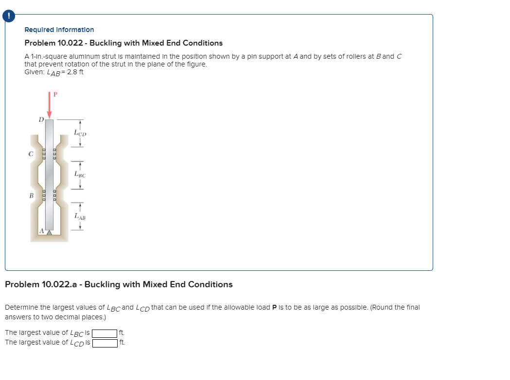 Solved Required Information Problem 10.022 - Buckling with | Chegg.com