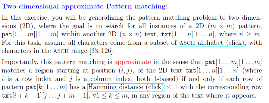 Solved Two Dimensional Approximate Pattern Matching In This