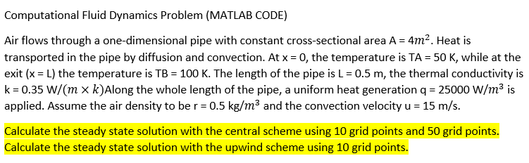 Computational Fluid Dynamics Problem (MATLAB CODE) | Chegg.com